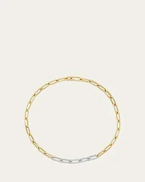 UNIFORM OBJECT 18k Yellow Gold And Platinum Diamond Chain Link Necklace - Multi