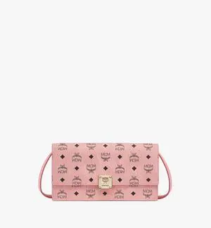 Mcm Aren Crossbody Wallet In Visetos - Soft Pink