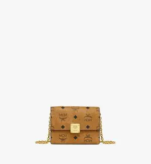 Mcm Aren Chain Wallet In Visetos - Cognac