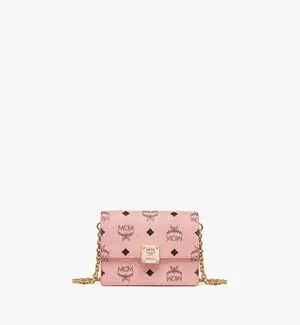 Mcm Aren Chain Wallet In Visetos - Soft Pink