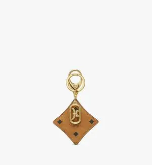 Mcm Aren Bicolor Diamond Key Charm In Visetos - Cognac