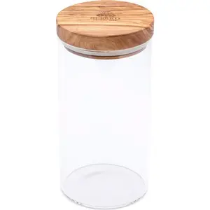 BERARD Glass Storage Jar With Olive Wood Lid - Brown