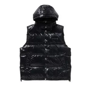 A BATHING APE Line Camo Debossed Nylon Down Vest - Black