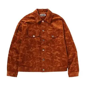 A BATHING APE Camo Corduroy Trucker Jacket - Brown
