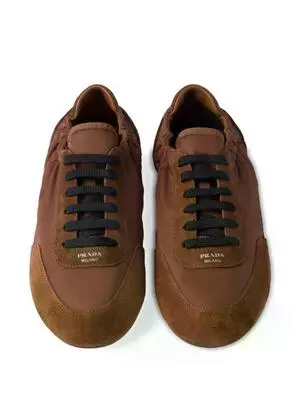 Prada Re-nylon & Suede Sneakers - Brown