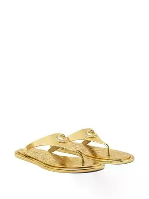 Versace Alia Metallic Flat Sandals - Gold