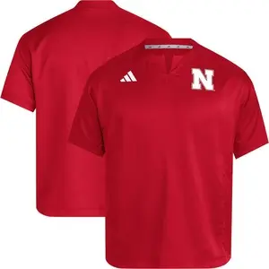 Adidas Nebraska Huskers Dugout Coaches Adizero Notch Neck Pullover Top