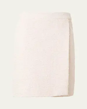 Akris Tweed A-line Wrap Mini Skirt - Pale Pink-cream