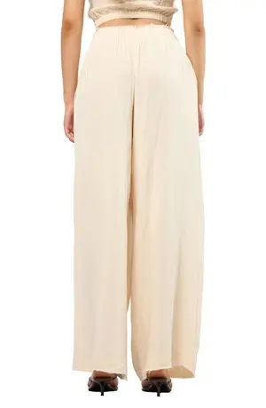 VIENS AVEC MOI Crinkle Cotton Gauze Wide Leg Pants