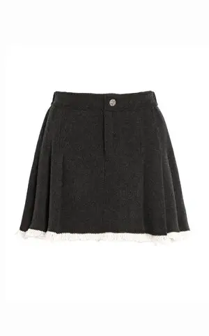 BARRIE Pleated Cashmere Mini Skirt - Black