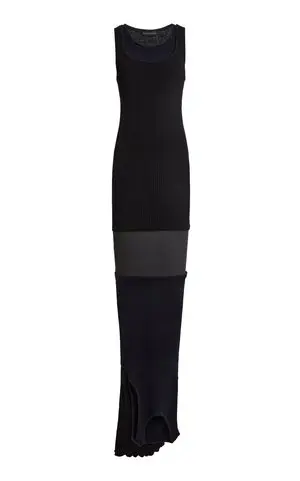 Balenciaga Ribbed Cotton Maxi Dress - Multi