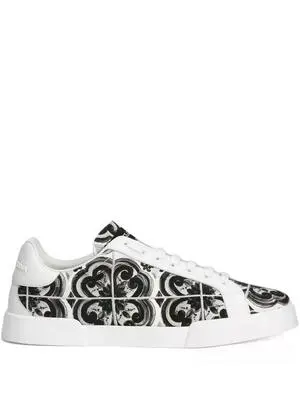 Dolce & Gabbana Portofino Majolica Print Sneakers - Black