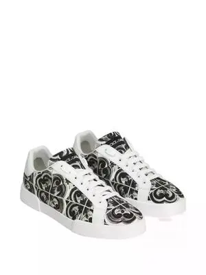 Dolce & Gabbana Portofino Majolica Print Sneakers - Black