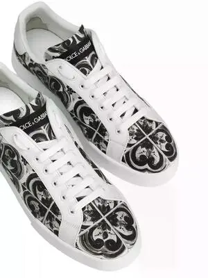 Dolce & Gabbana Portofino Majolica Print Sneakers - Black