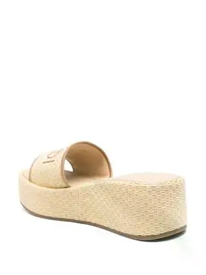 Fendi Logo Embroidered Platform Sandals