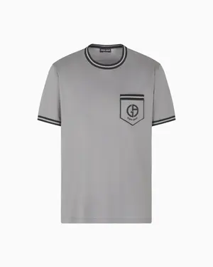 Giorgio Armani T-shirt In Silk Piqué Jersey - Grey