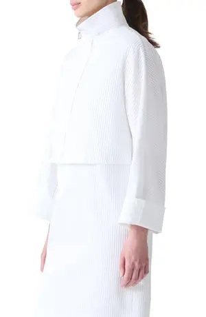 Akris Mimi Pleated Cotton Voile Crop Jacket