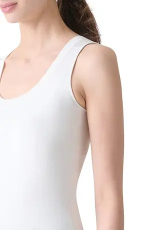 Akris Scoop Neck Silk Rib Tank - Ecru