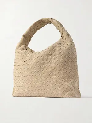 Bottega Veneta Intrecciato Suede Shoulder Bag - Neutrals