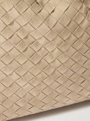 Bottega Veneta Intrecciato Suede Shoulder Bag - Neutrals