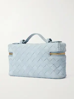 Bottega Veneta Intrecciato Suede Vanity Case - Blue