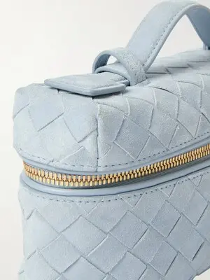 Bottega Veneta Intrecciato Suede Vanity Case - Blue