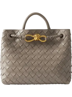 Bottega Veneta Andiamo Small Intrecciato Leather Tote Gray