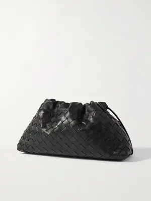 Bottega Veneta Intrecciato Leather Pouch With Chain Strap - Black