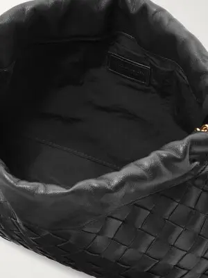 Bottega Veneta Intrecciato Leather Pouch With Chain Strap - Black