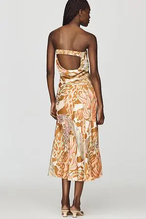 Farm Rio Strapless Printed Midi Slip Dress