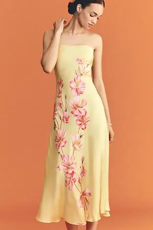 Farm Rio Strapless Printed Midi Slip Dress