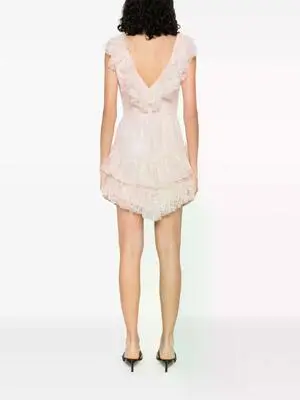 NISSA Rhinestone-embellished Lace Mini Dress - Pink