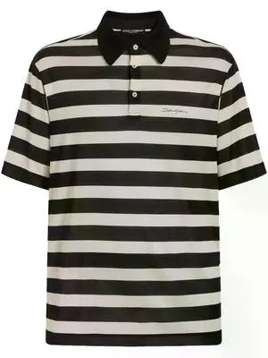Dolce & Gabbana Striped Polo Shirt - White