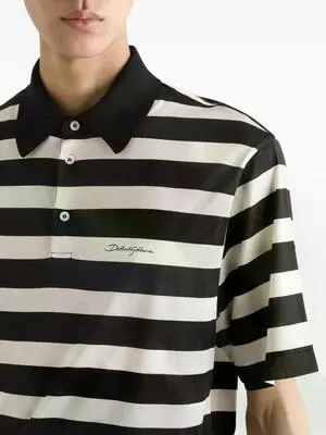 Dolce & Gabbana Striped Polo Shirt - White