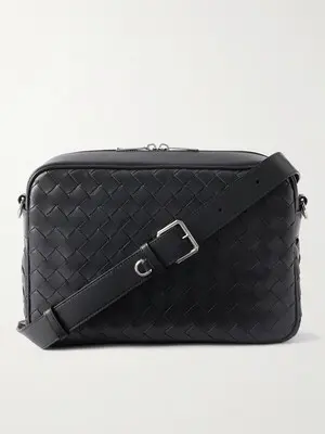 Bottega Veneta Intrecciato Leather Camera Bag - Black