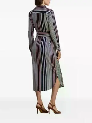 Ralph Lauren Striped Belted Midi Dress