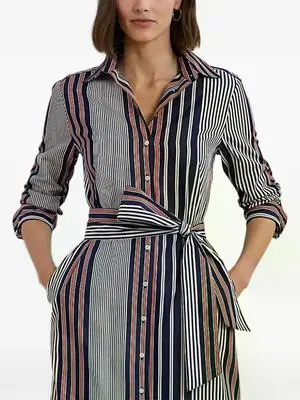 Ralph Lauren Striped Belted Midi Dress