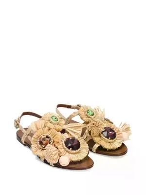 Dolce & Gabbana Embellished Raffia Sandals