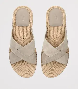 Zegna Suede Espadrille Sandals - Grey