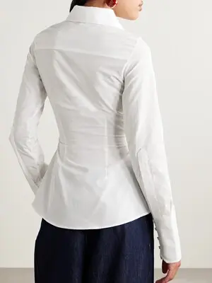 S.S.DALEY Eeva Ruched Cotton-poplin Shirt