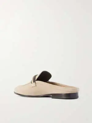 Brunello Cucinelli Bead-embellished Suede Slippers