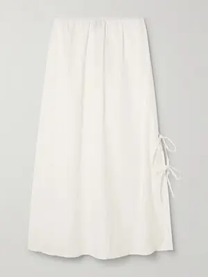 DEIJI STUDIOS Tie-detailed Organic Cotton-poplin Midi Skirt