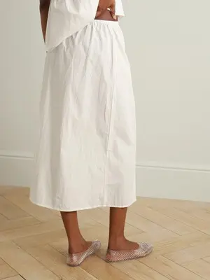 DEIJI STUDIOS Tie-detailed Organic Cotton-poplin Midi Skirt