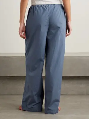SKIMS Cotton-blend Poplin Wide-leg Pants - Blue