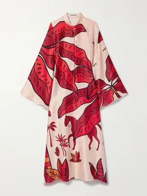 CRISTIANO MARCHELI Jane Printed Silk-blend Satin Kaftan