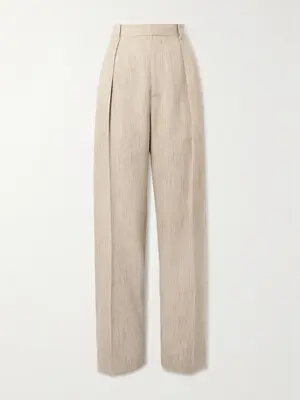 Bottega Veneta Pleated Canvas Tapered Trousers