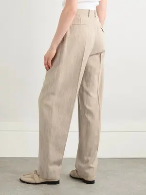 Bottega Veneta Pleated Canvas Tapered Trousers