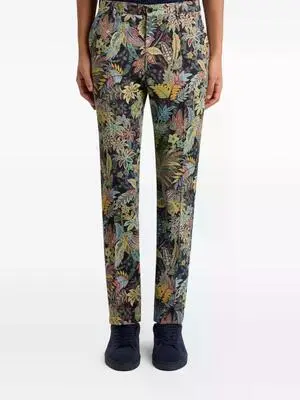 Etro Botanical-print Gabardine Trousers