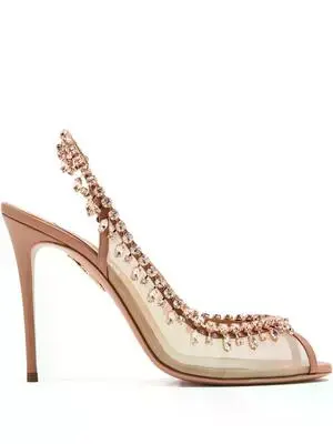 AQUAZZURA 105mm Open-toe Slingback Pumps - Neutrals