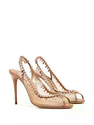 AQUAZZURA 105mm Open-toe Slingback Pumps - Neutrals